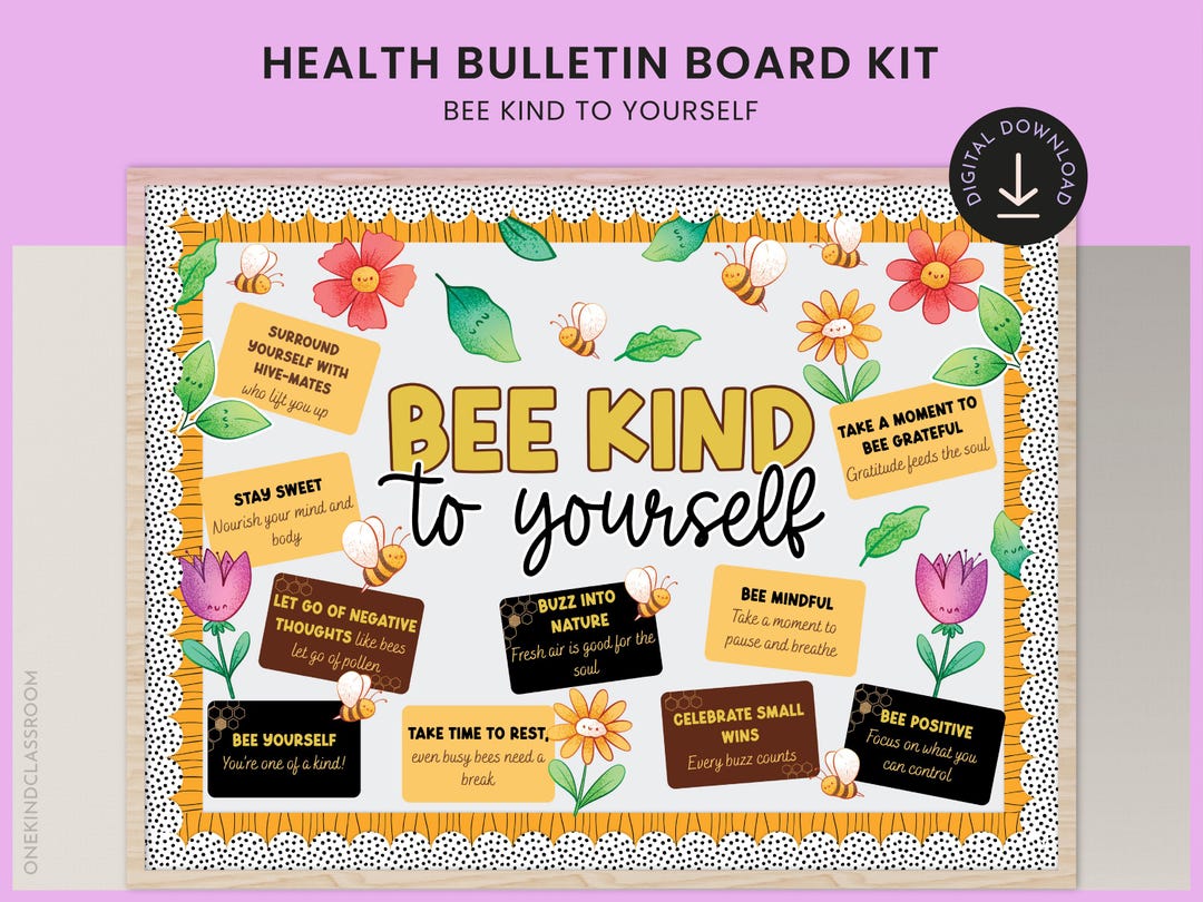 Bee Healthy Be You Self-care Bulletin Board Kit | Spring Mental Health ...