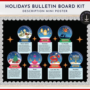 Holidays Around the World Snow Globes Bulletin Board Kit Educational ...