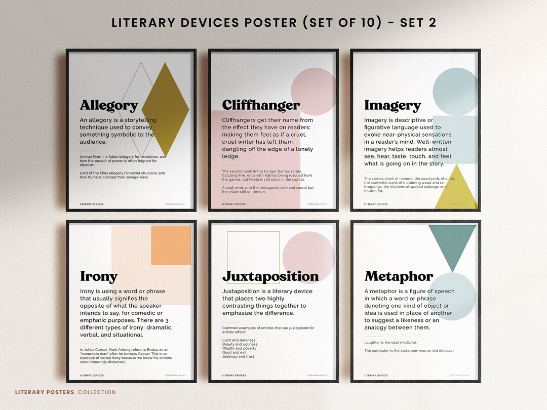 Literary Devices Poster Set of 10 (set 2) - English Classroom Decor - Etsy