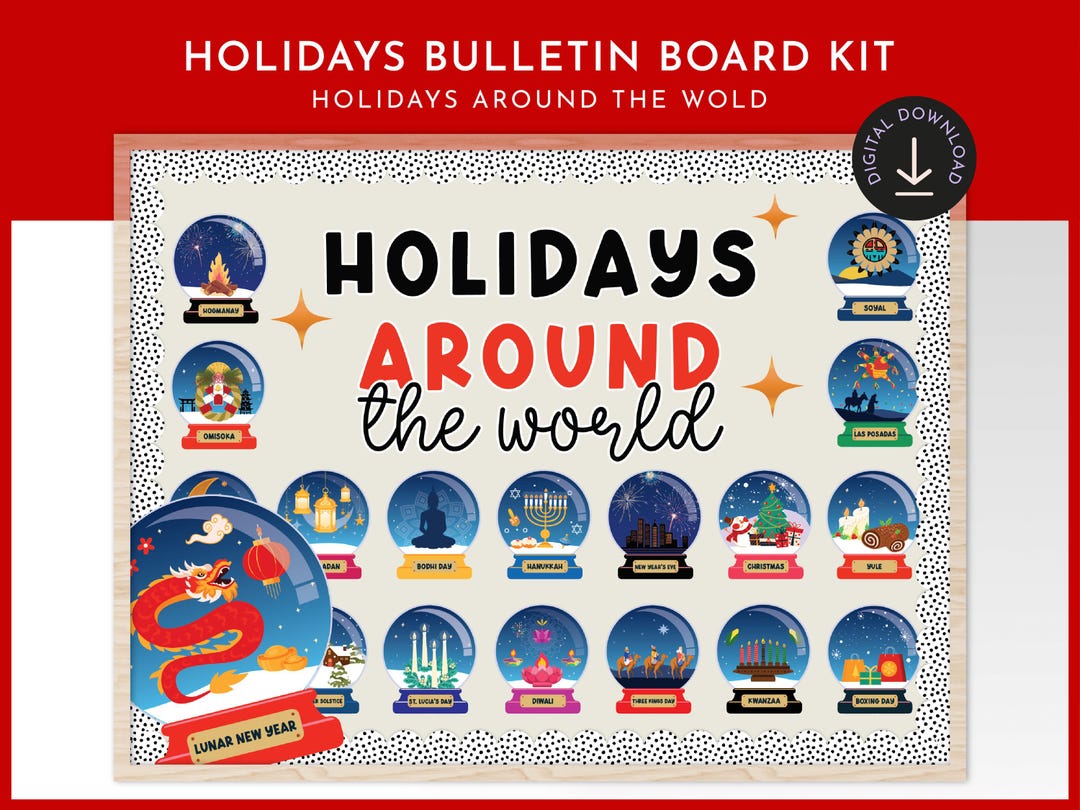 Holidays Around the World Snow Globes Bulletin Board Kit - Educational ...