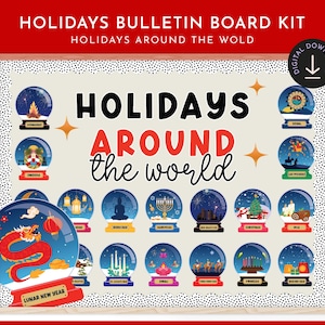 Holidays Around the World Snow Globes Bulletin Board Kit - Educational ...