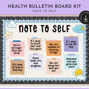 Note to Self Bulletin Board Display Door Decor Kit - Mental Health ...