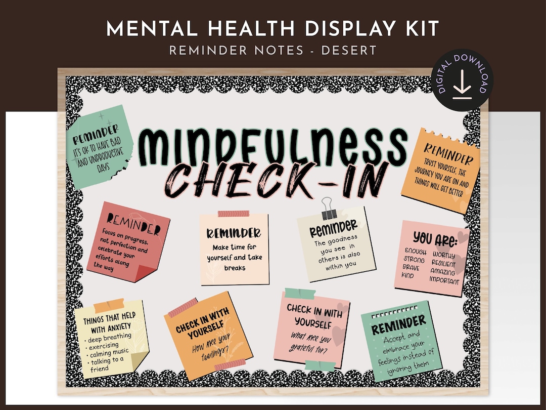Mindfulness Check-in Notes Reminders Bulletin Board - School Nurse ...