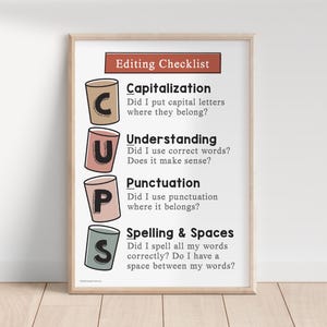 CUPS Editing Checklist Poster (muted Colors) - English Classroom Decor ...