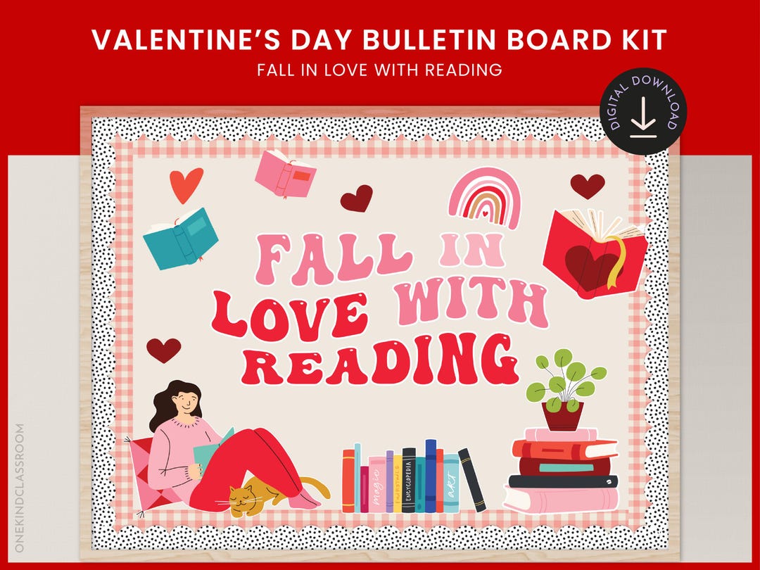 Fall in Love With Reading Bulletin Board Kit - February Valentine's Day ...