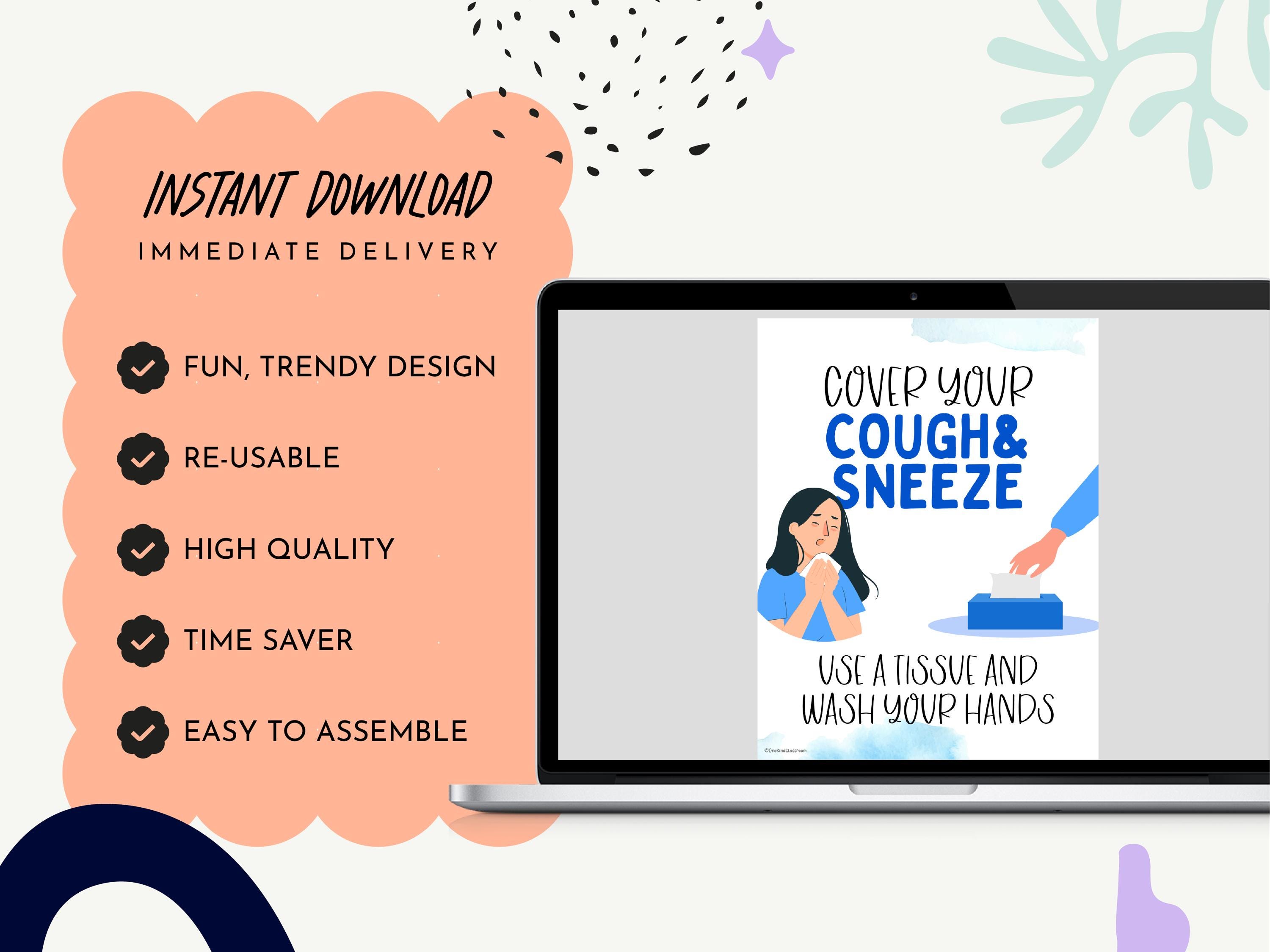 Cover Your Cough and Sneeze Poster Bulletin Board Wall Decor School ...