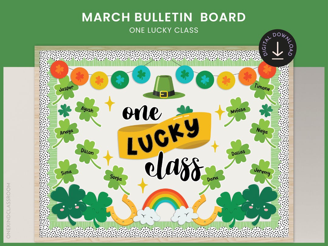St. Patrick's Day One Lucky Class Bulletin Board Kit | March Classroom ...