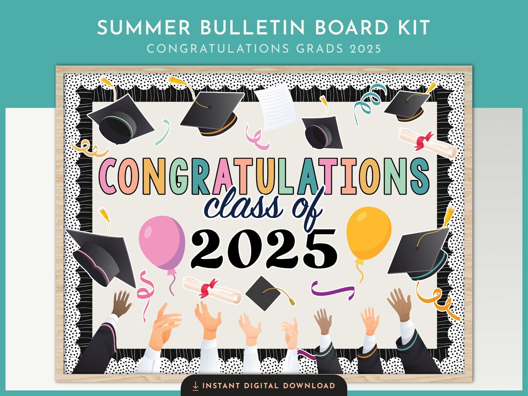 Congratulations Grads | End of Year School Bulletin Board Kit - Hats ...