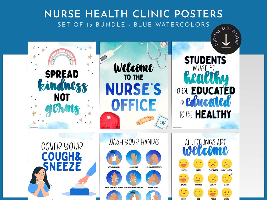 15 School Nurse Health Clinic Poster Bundle Bulletin Board Wall ...