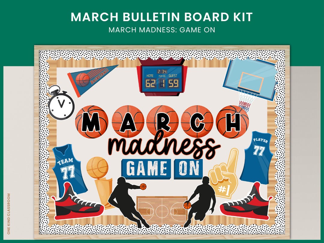 March Madness Game on Bulletin Board Kit | March Classroom Basketball ...