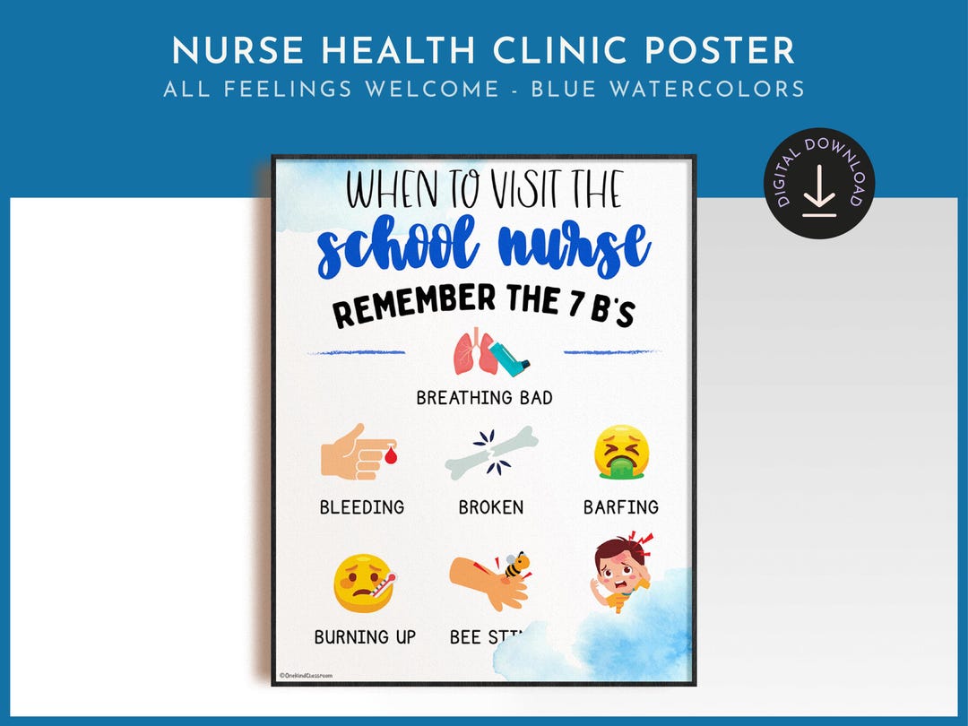 When to Visit the School Nurse Poster - Bulletin Board Wall Decor ...