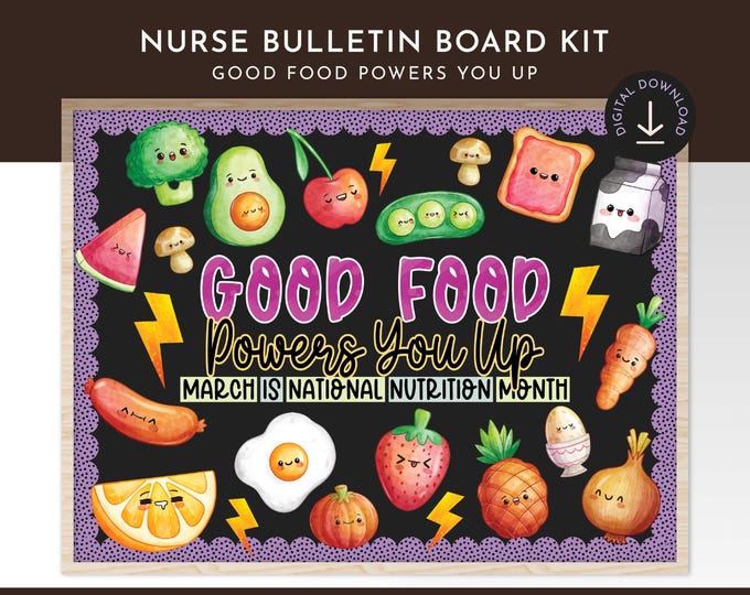 Healthy Food Bulletin Board | Bulletin Board Decor | Food Classroom ...