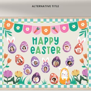 April Spring Easter Bulletin Board Kit | Hoppy Easter Bunny Eggs ...