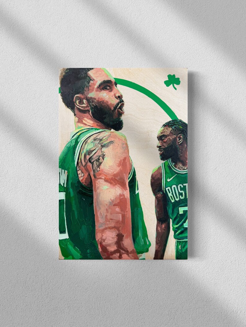 Boston Celtics Original Oil Painting Jayson Tatum and Jaylen Brown NBA Basketball Collectible ...