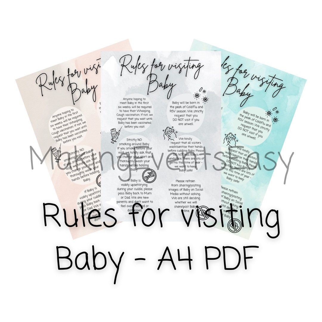 Rules for Visiting Baby Printable A4 PDF Pink, Blue, Grey - Etsy