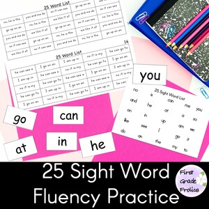 25 Sight Word Fluency Practice - Etsy