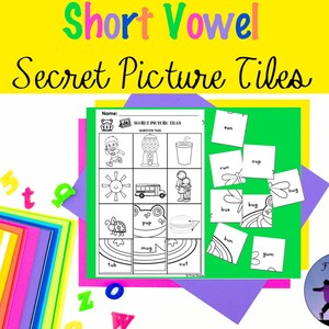 Short Vowel Secret Picture Tiles Phonics Puzzles - Etsy