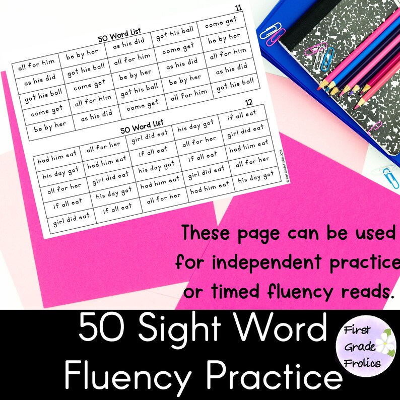 Reading Fluency, Sight Words, High Frequency Words - Etsy