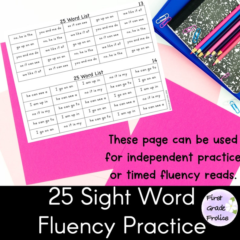 25 Sight Word Fluency Practice - Etsy