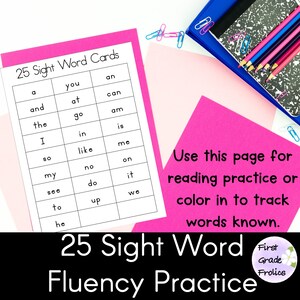 25 Sight Word Fluency Practice - Etsy