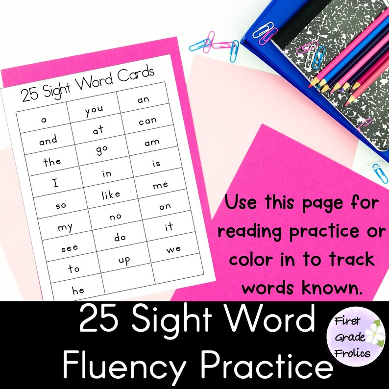25 Sight Word Fluency Practice - Etsy