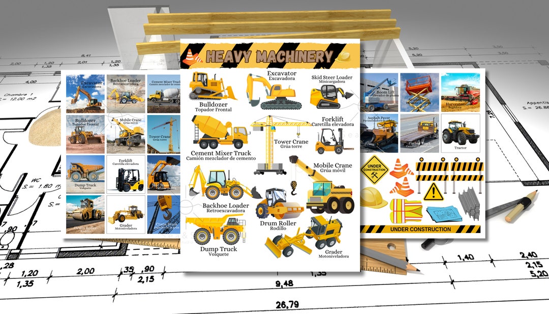 Construction Vehicles Flash Cards, Kids Learning Activity (digital File ...