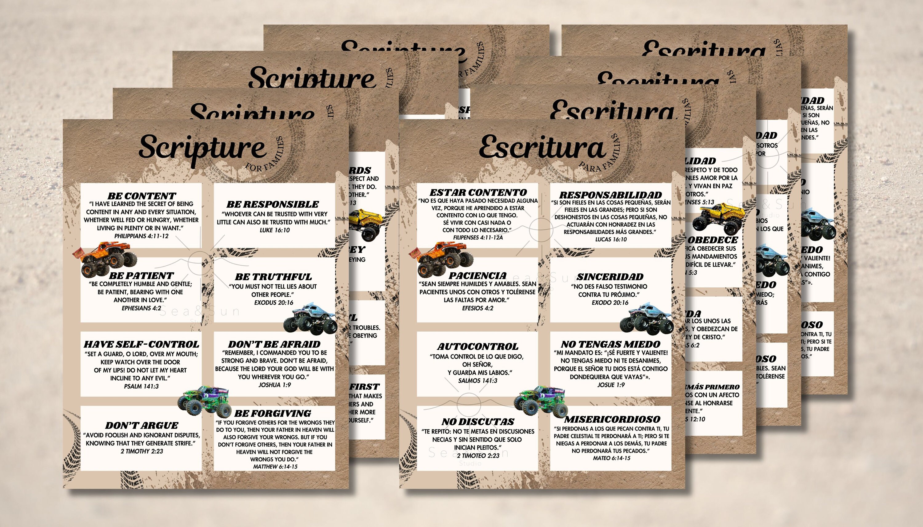 Scripture for Families - Monster Truck Theme // English & Spanish - Etsy