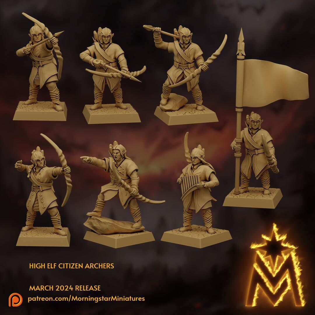 HIGH ELF ARCHERS Unit Presupported Stl Wargaming Fantasy Miniatures ...