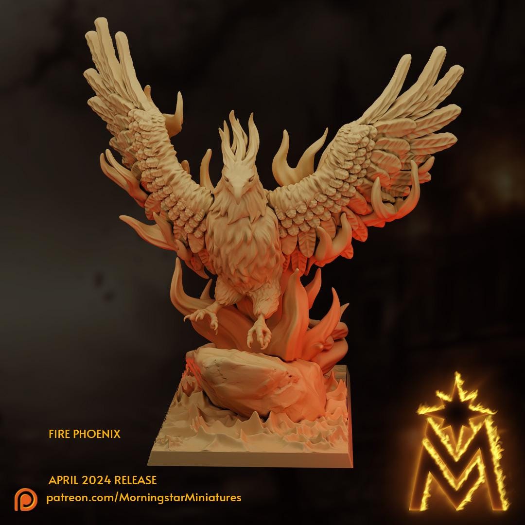FIRE PHOENIX Presupported Stl Wargaming Fantasy Miniatures Highborn Elf ...
