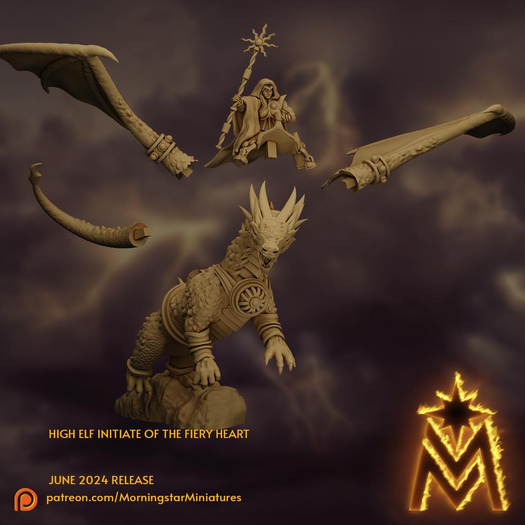 HIGH ELF Initiate of the Fiery Heart Presupported Stl Wargaming Fantasy ...
