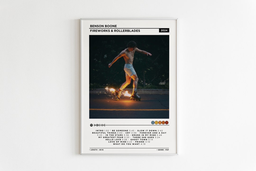 Benson Boone Fireworks & Rollerblades Album Poster / Album Cover Poster ...