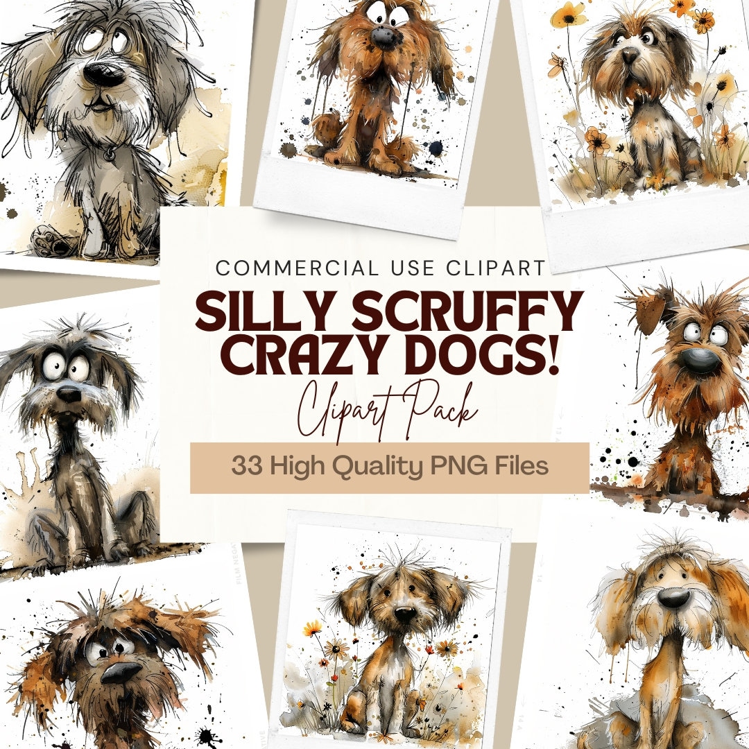 High-quality Silly Scruffy Crazy Dog Clip Art | 33 PNG Files, Digital ...