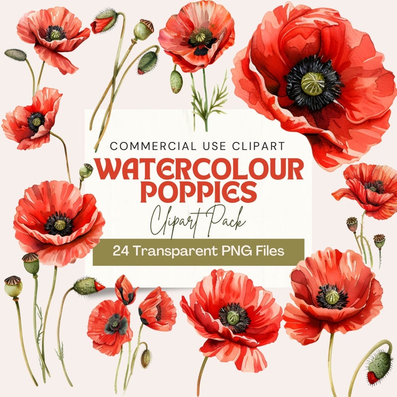 Poppy Clip Art - Etsy
