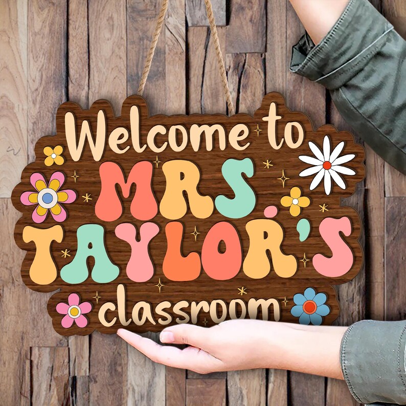 Personalized Teacher Door Sign, Classroom Door Hanger, Teachers ...