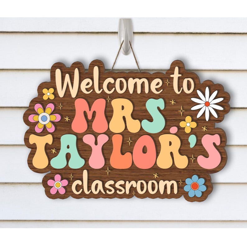 Personalized Teacher Door Sign, Classroom Door Hanger, Teachers ...