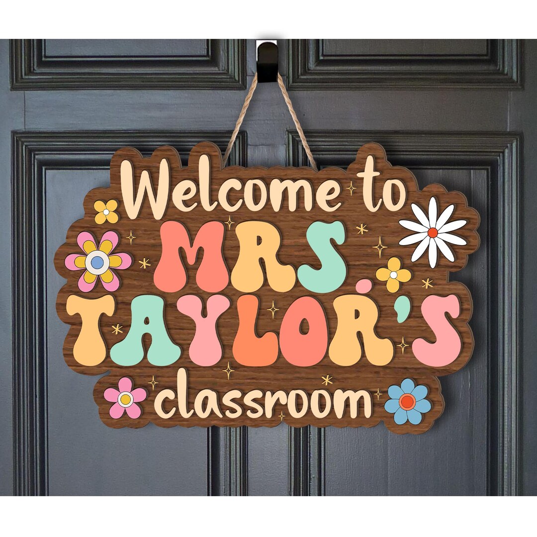 Personalized Teacher Door Sign, Classroom Door Hanger, Teachers ...