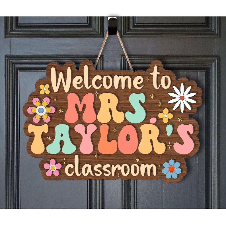 Personalized Teacher Door Sign, Classroom Door Hanger, Teachers ...