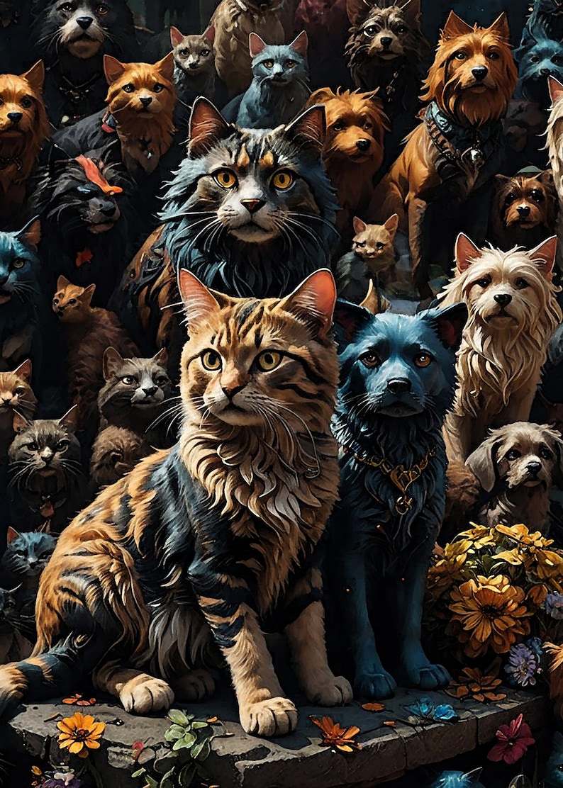 Cats and Dogs Poster High-resolution JPG for Fun and Adorable Décor - Etsy