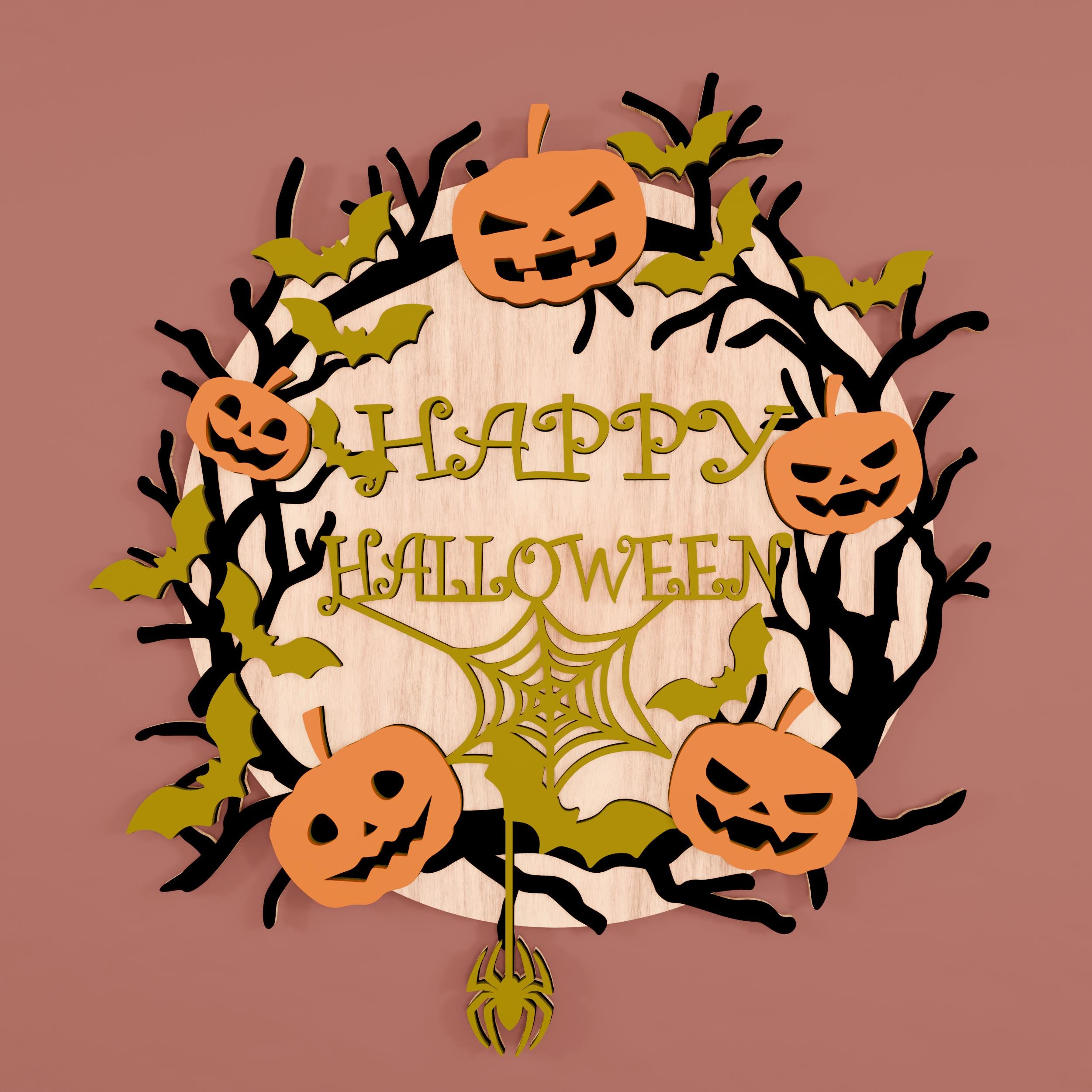 Spooky Halloween Welcome Sign SVG: Pumpkin Cat Door Hanger (digital ...