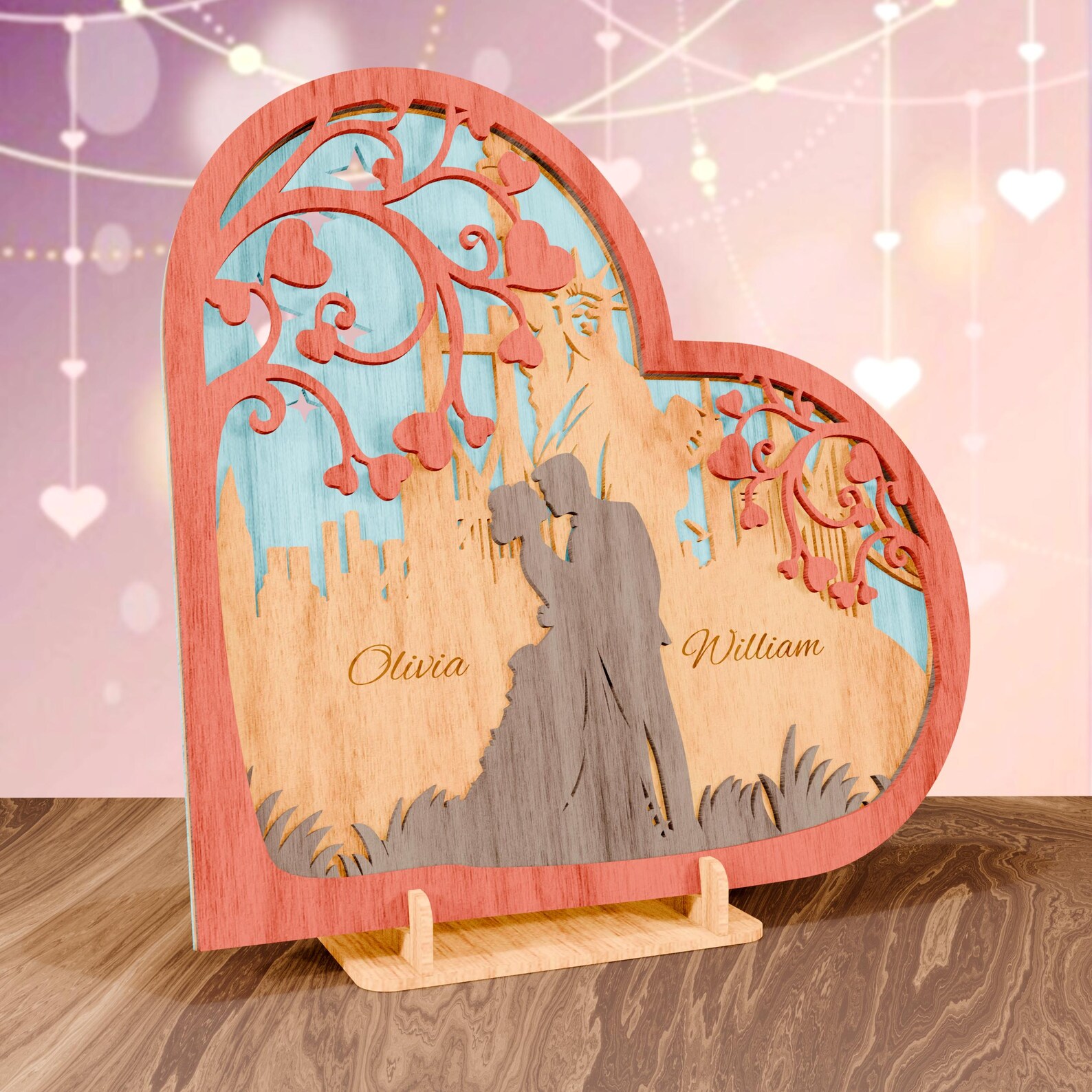 Personalized Wooden Sign SVG, Laser Cut File 3D Layered Valentines Day ...