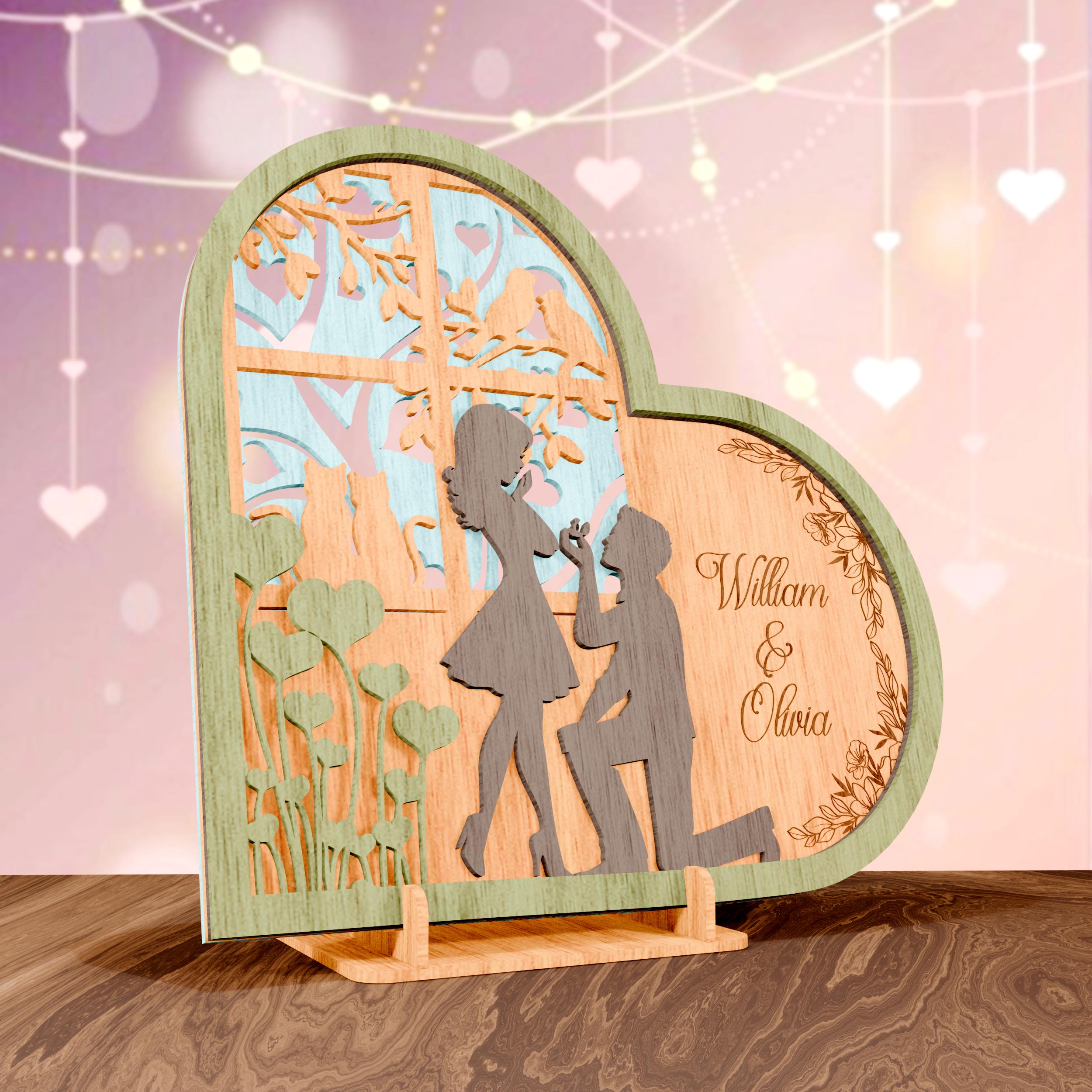 Personalized Wooden Sign SVG, Laser Cut File, 3D Layered Valentines Day ...