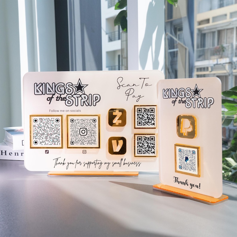 Custom QR Code Acrylic Business Sign: Social Media & Payment Display ...