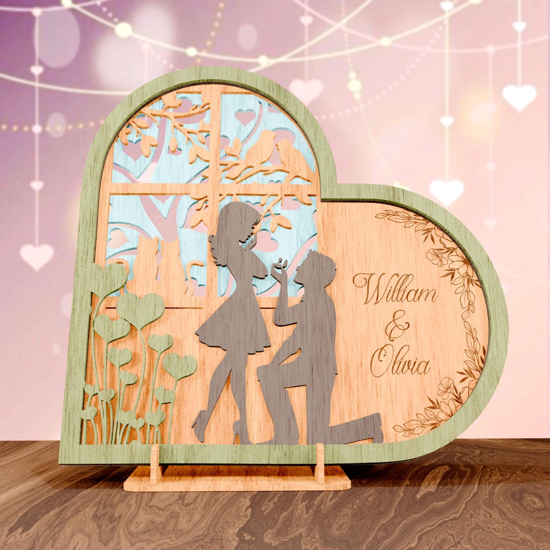 Personalized Wooden Sign SVG, Laser Cut File, 3D Layered Valentines Day ...