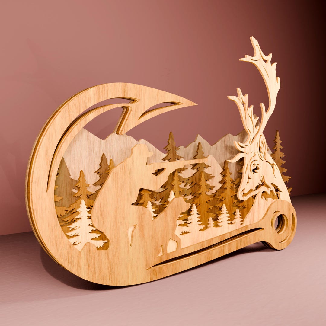 Deer Hunting Scene Laser Cut File: Rifle Layers SVG (digital Download ...