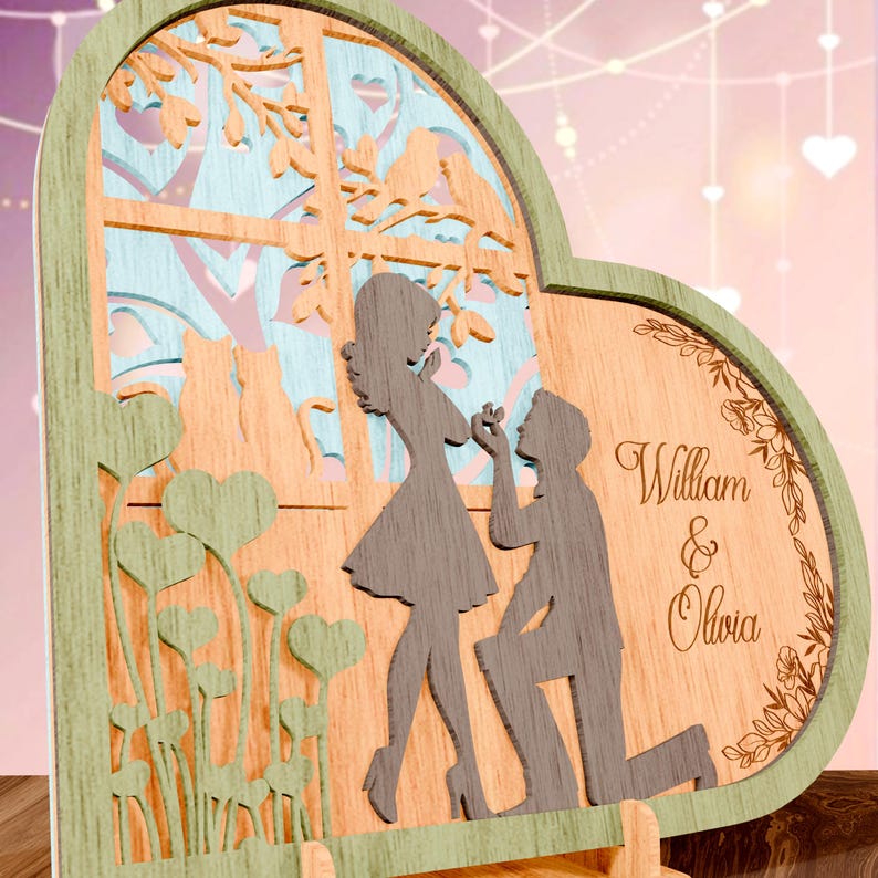 Personalized Wooden Sign SVG, Laser Cut File, 3D Layered Valentines Day ...