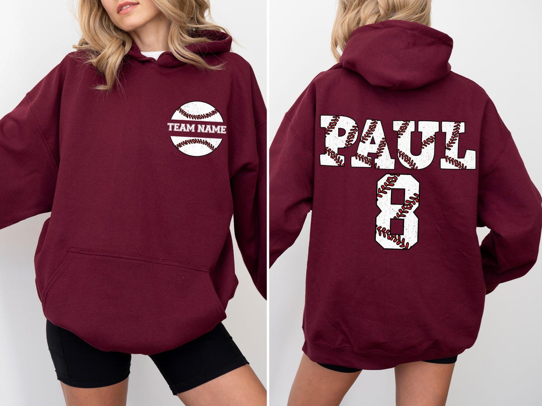 Custom Baseball Hoodie With Name and Number,personalized Baseball ...