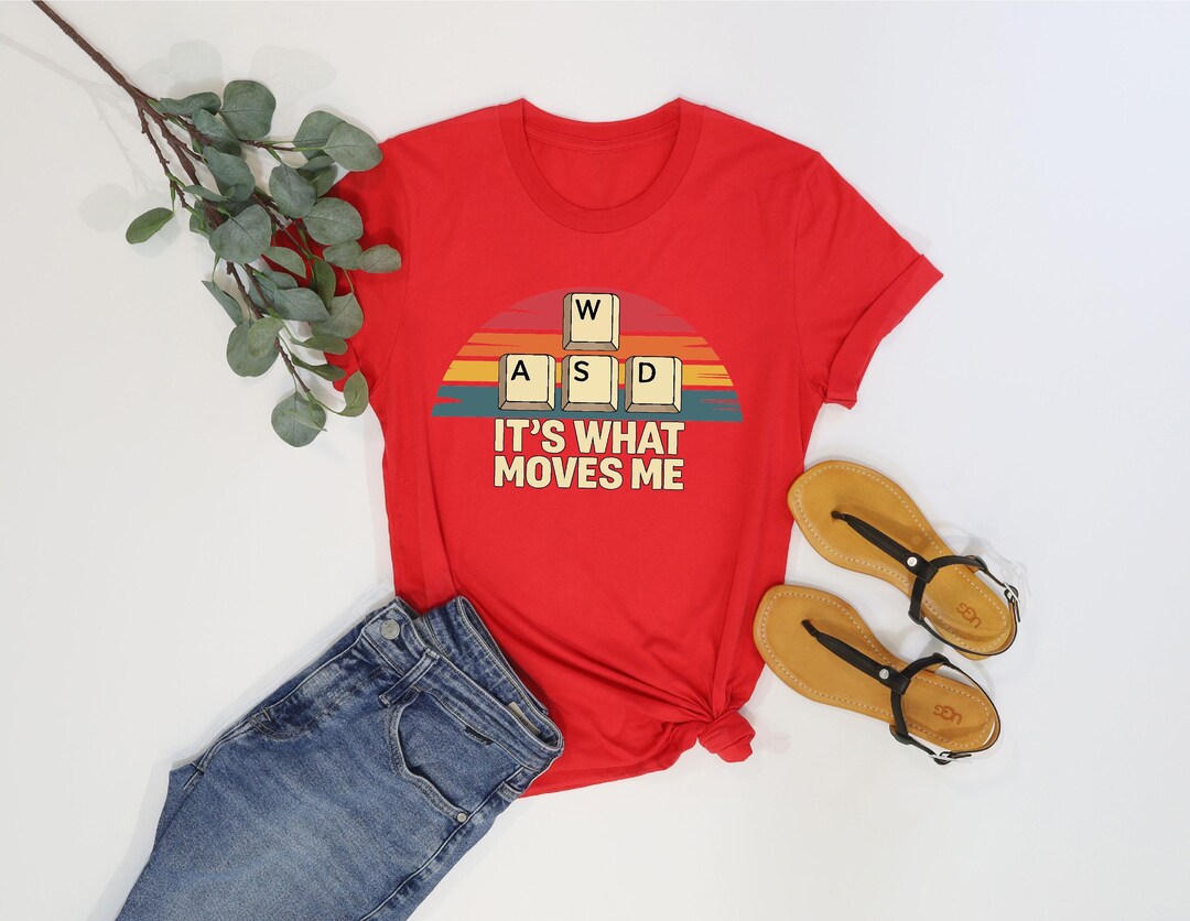 Retro WASD Gaming Keys T Shirt: Funny PC Gamer Tee, Keyboard Gamer ...