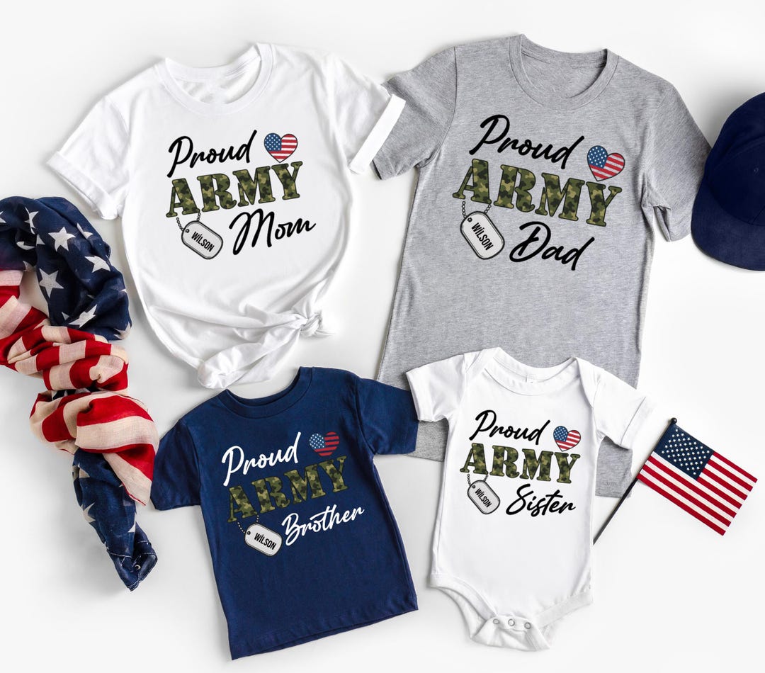 Personalized Proud Army Family T-shirts: Custom USA Matching Outfits - Etsy