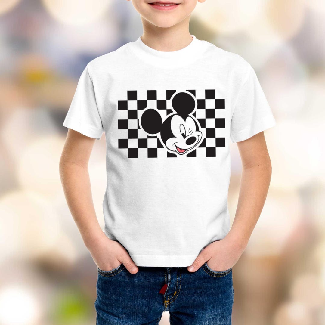 Checker Winking Mickey Mouse T-shirt, Mickey Kids T-shirt, Youth Disney ...