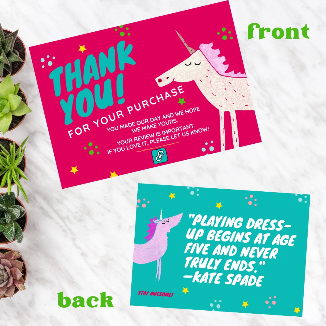 Poshmark Unicorn Thank You Note, Pink Poshmark Thank You Cards ...